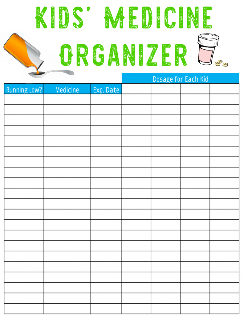 Kids’ Medicine Organizer Chart - The Shirley Journey