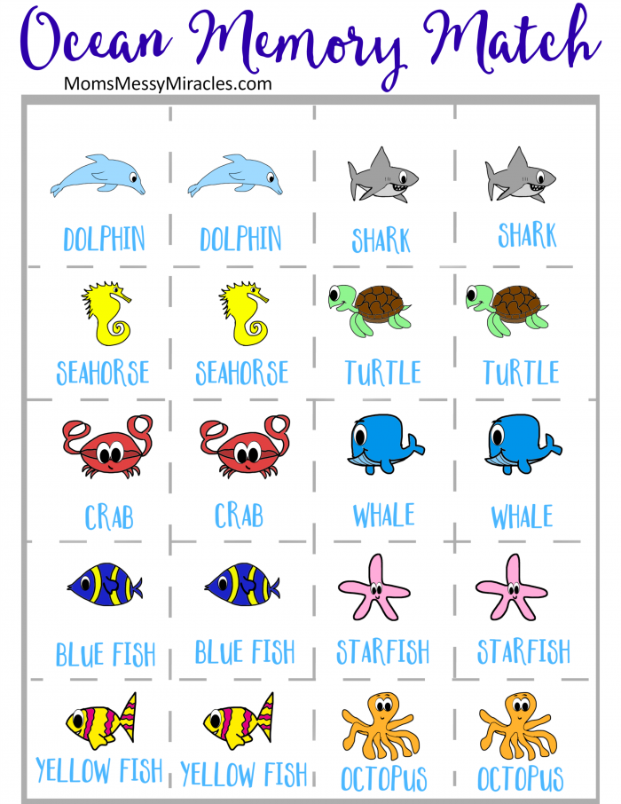 Printable Ocean Memory Game - The Shirley Journey