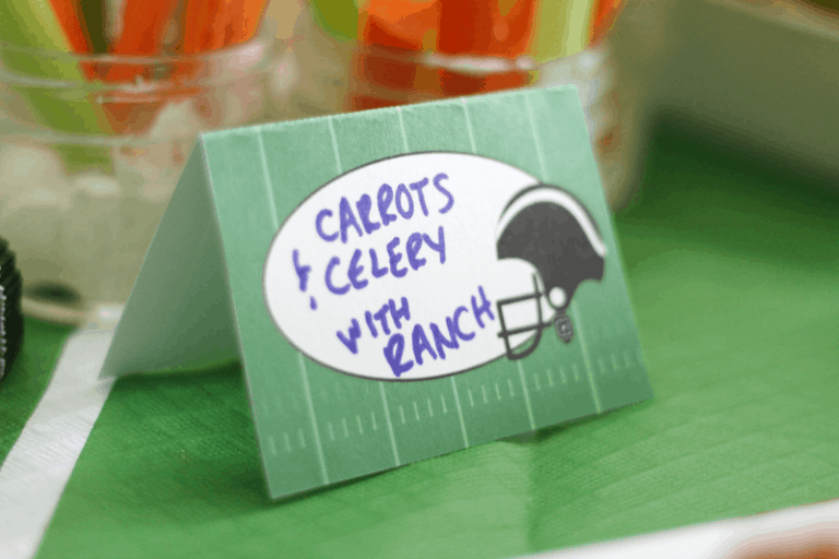 Football Party Wing Bar with Printable Food Tent Cards - The Shirley ...